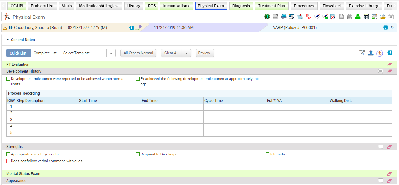 Recording Physical Exam