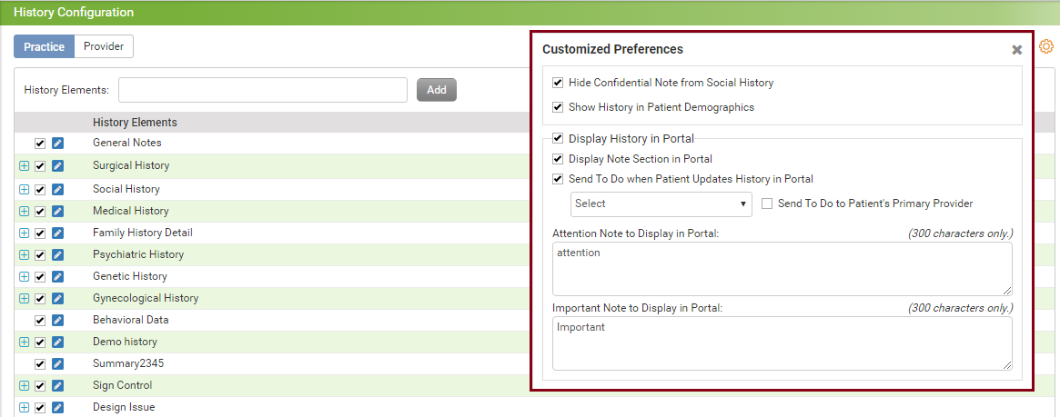 Configure Customized Prefrences for History
