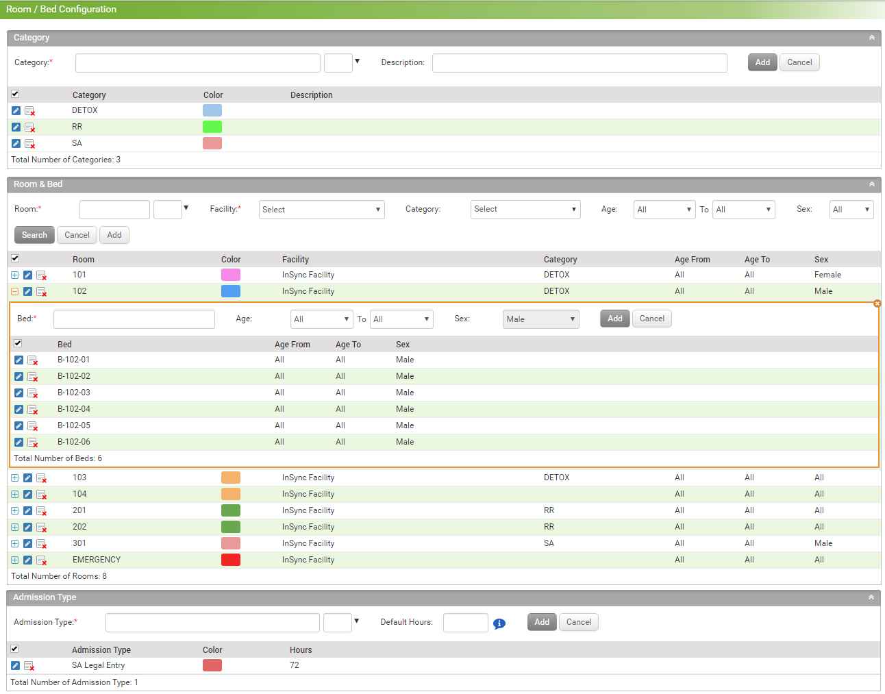 Room / Bed Configuration